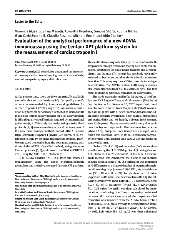 (PDF) Evaluation of the analytical performance of a new ADVIA ...