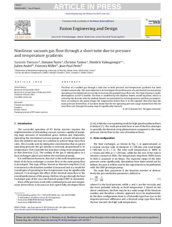 (PDF) Nonlinear vacuum gas flow through a short tube due to pressure ...