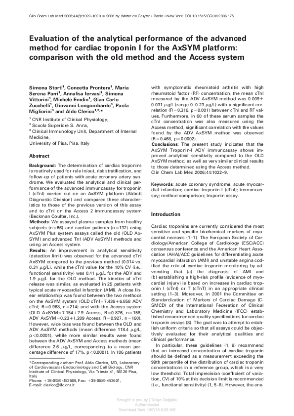 (PDF) Evaluation of the analytical performance of the advanced method ...
