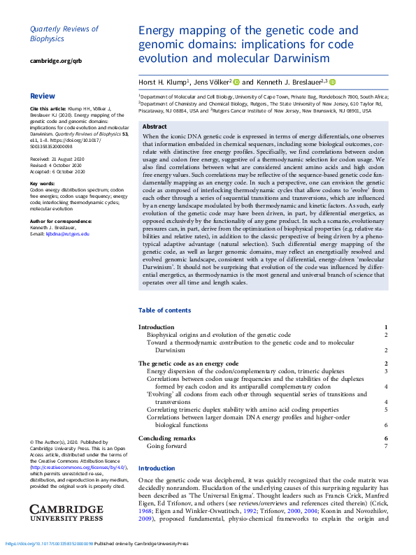 (PDF) Energy mapping of the genetic code and genomic domains ...