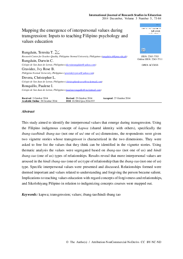 (PDF) Mapping the emergence of interpersonal values during ...