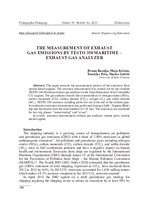 (PDF) The Measurement Of Exhaust Gas Emissions By Testo 350 Maritime ...