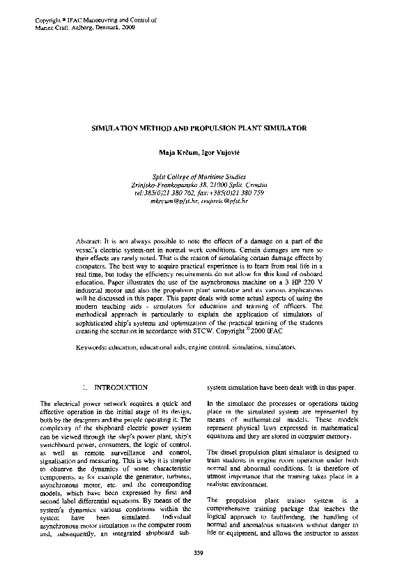 (PDF) Simulation Method and Propulsion Plant Simulator