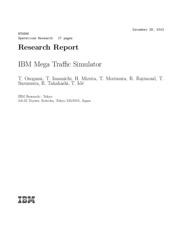 (PDF) IBM Mega Traffic Simulator