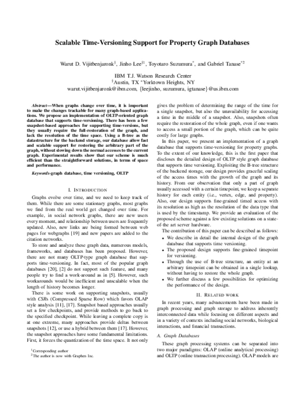 (PDF) Scalable time-versioning support for property graph databases