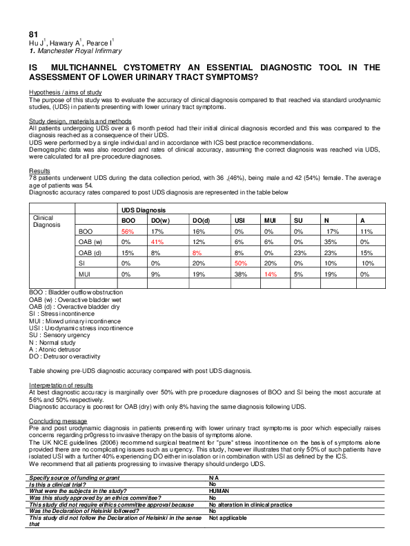 (PDF) Is multichannel cystometry an essential diagnostic tool in the ...