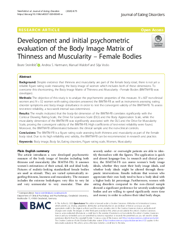 (PDF) Development and initial psychometric evaluation of the Body Image ...