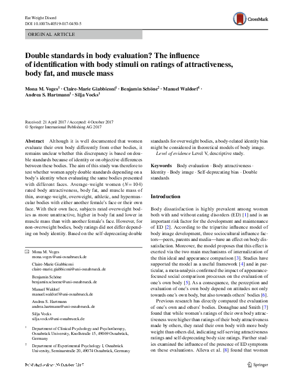 (PDF) Double standards in body evaluation? The influence of ...