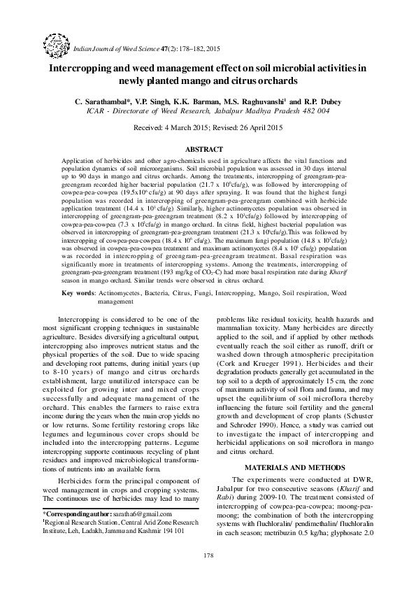 (PDF) Intercropping and weed management effect on soil microbial activities in newly planted ...