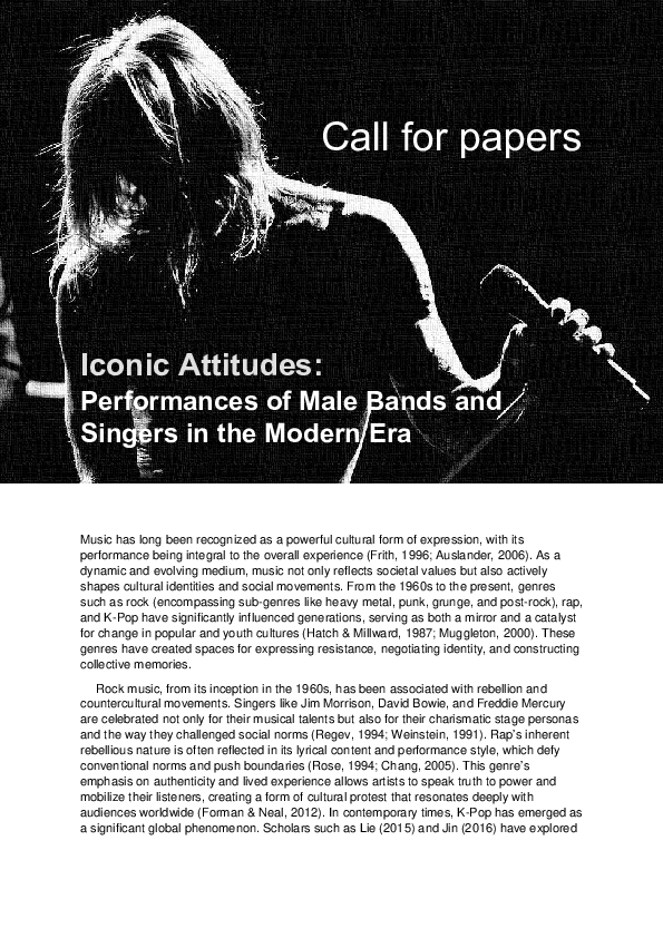 (PDF) Call for papers Iconic Attitudes: Performances of Male Bands and ...