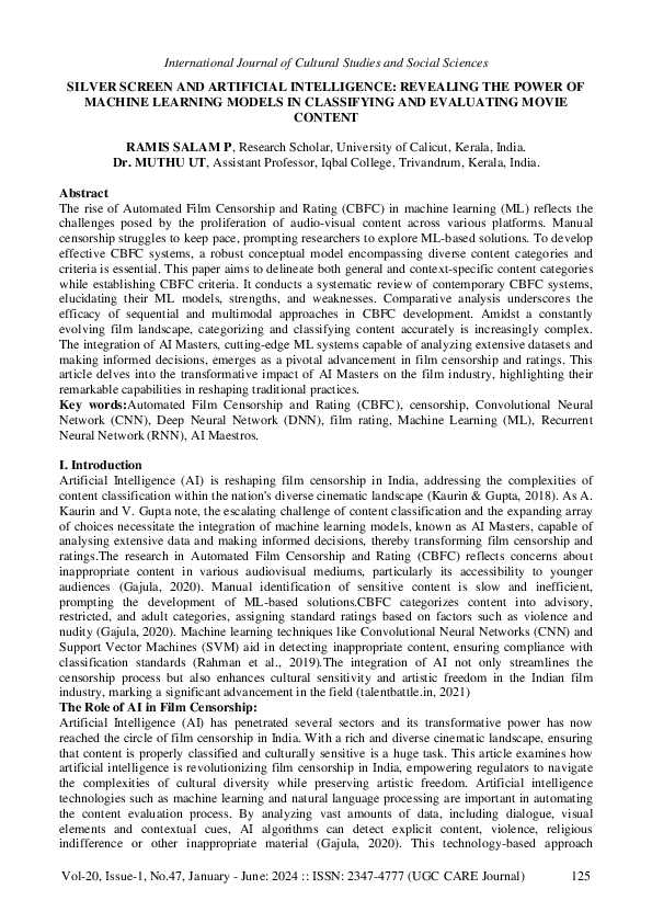 (PDF) SILVER SCREEN AND ARTIFICIAL INTELLIGENCE: REVEALING THE POWER OF MACHINE LEARNING MODELS ...