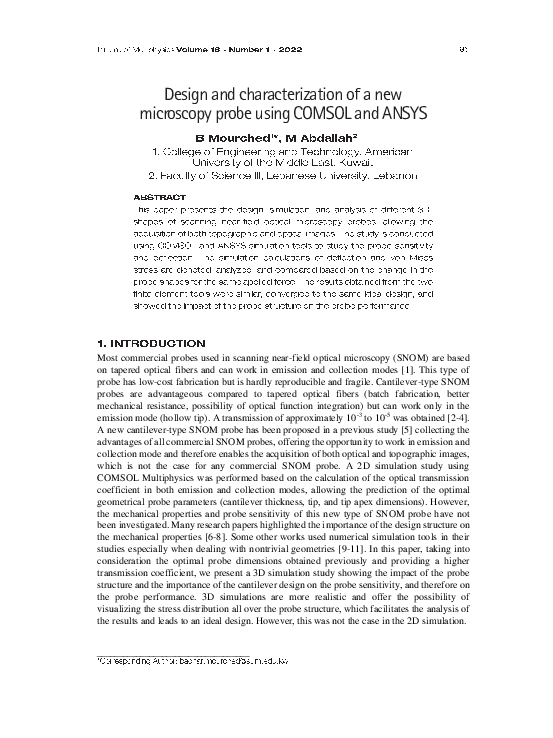 (PDF) Design and characterization of a new microscopy probe using ...