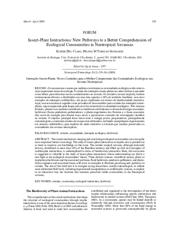 (PDF) Insect-plant interactions: new pathways to a better comprehension ...