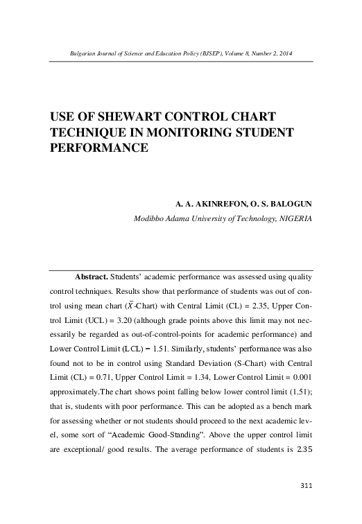 (PDF) Use of Stewart Control Chart Technique in Monitoring Student ...