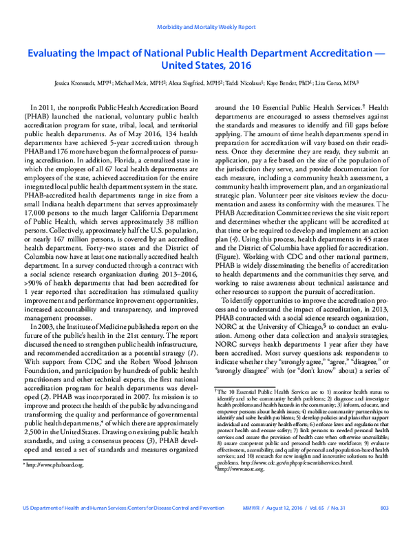 (PDF) Evaluating the Impact of National Public Health Department ...