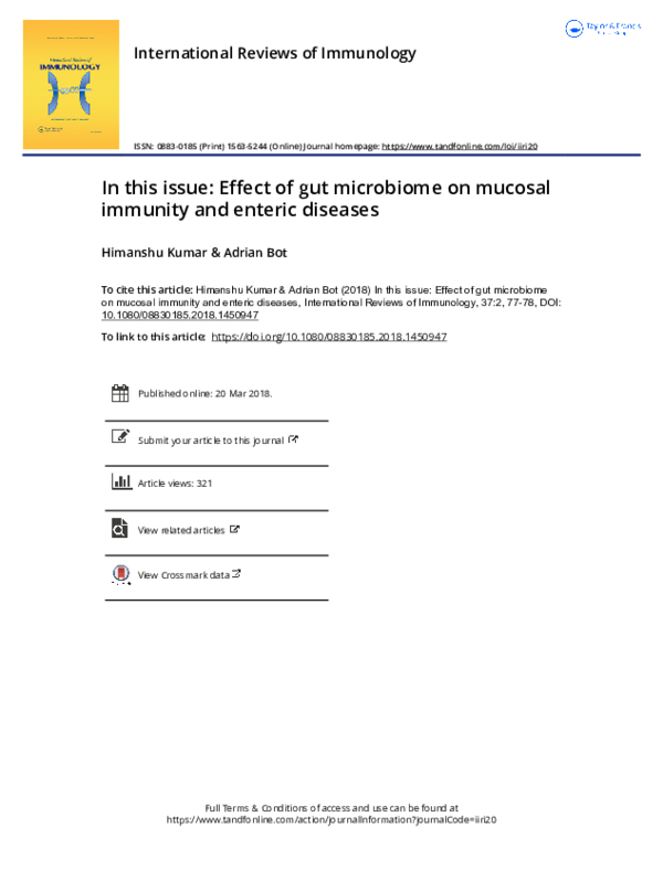 (PDF) In this issue: Effect of gut microbiome on mucosal immunity and enteric diseases