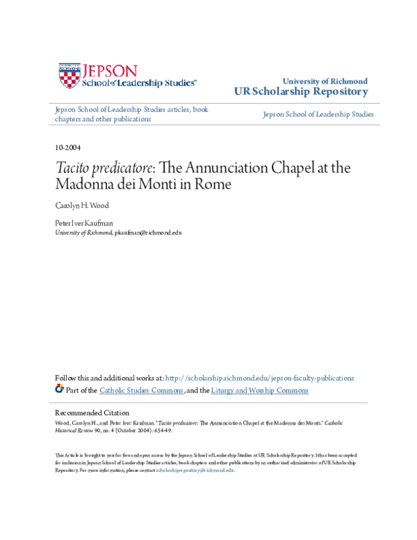 (PDF) Tacito Predicatore : The Annunciation Chapel at the Madonna dei ...
