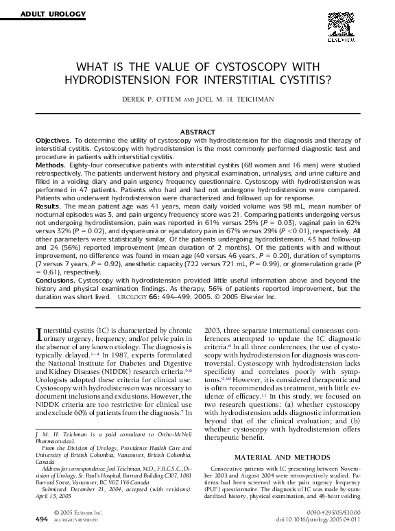 (PDF) What Is the Value of Cystoscopy with Hydrodistension for ...