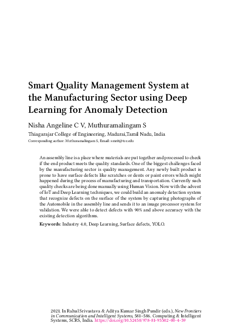 (PDF) Smart Quality Management System at the Manufacturing Sector using Deep Learning for ...