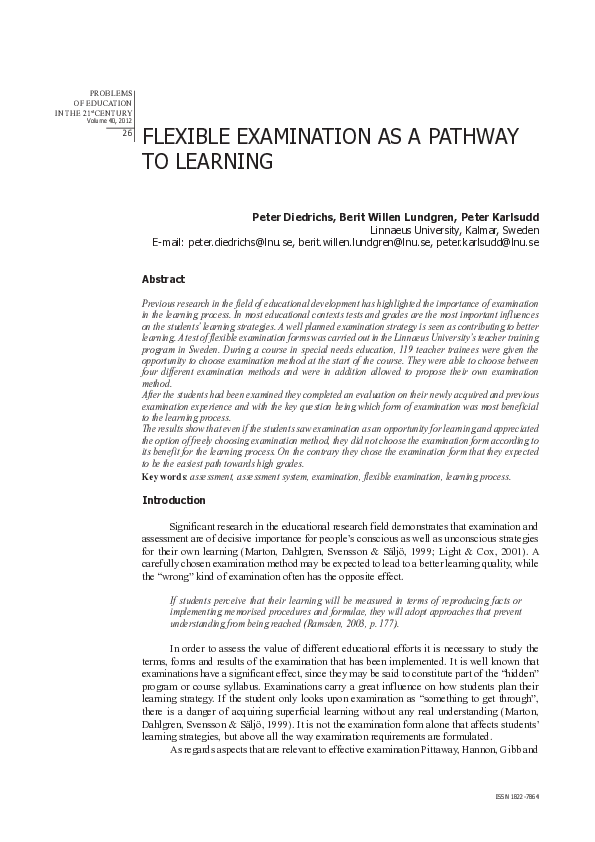(PDF) Flexible Examination as a Pathway to Learning