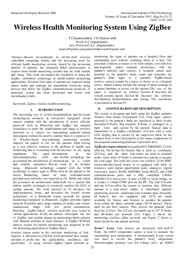 (PDF) Wireless Health Monitoring System Using ZigBee
