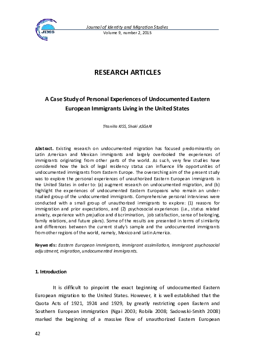 (PDF) A Case Study of Personal Experiences of Undocumented Eastern ...
