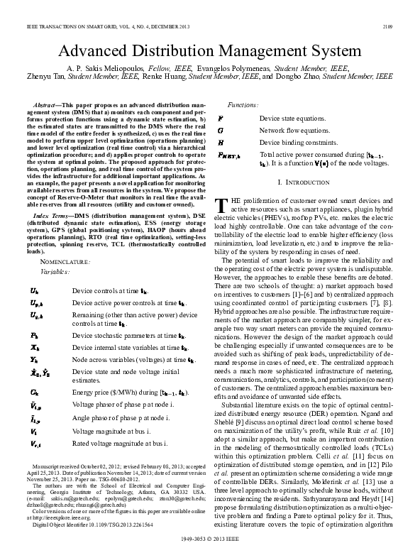 (PDF) Advanced Distribution Management System