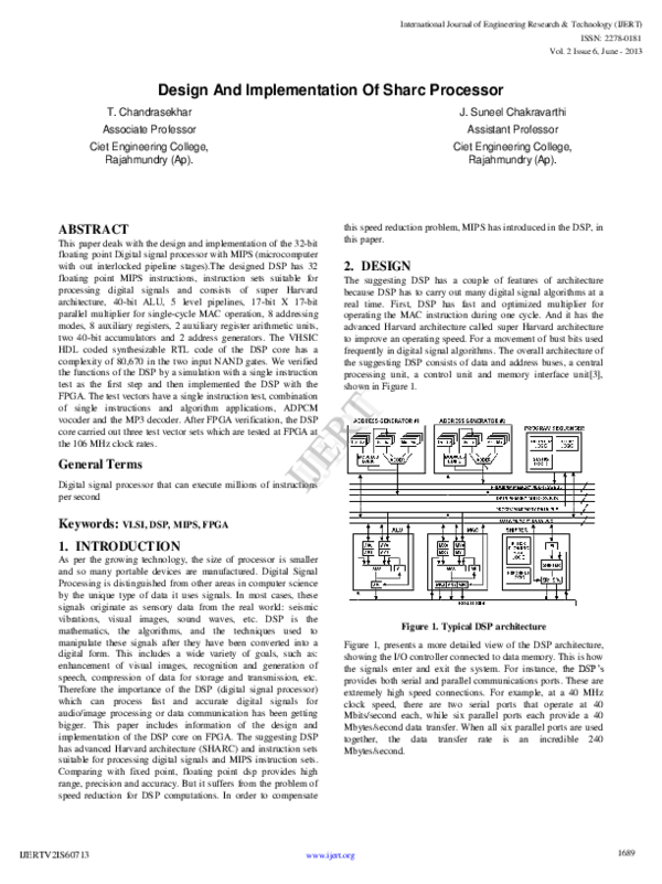(PDF) Design And Implementation Of Sharc Processor