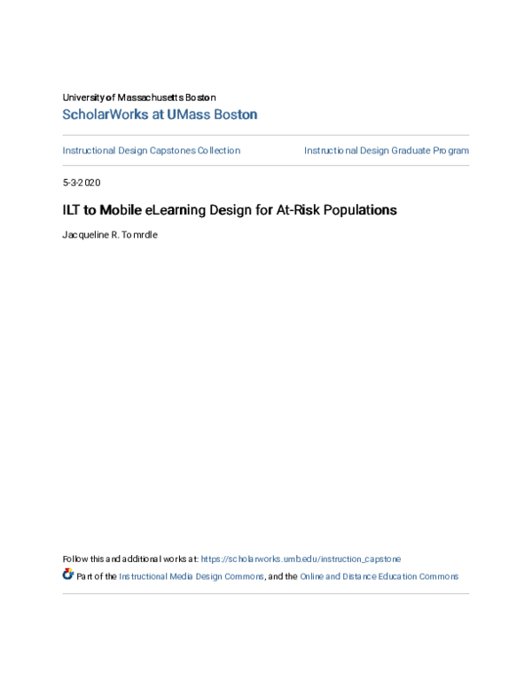 (PDF) ILT to Mobile eLearning Design for At-Risk Populations