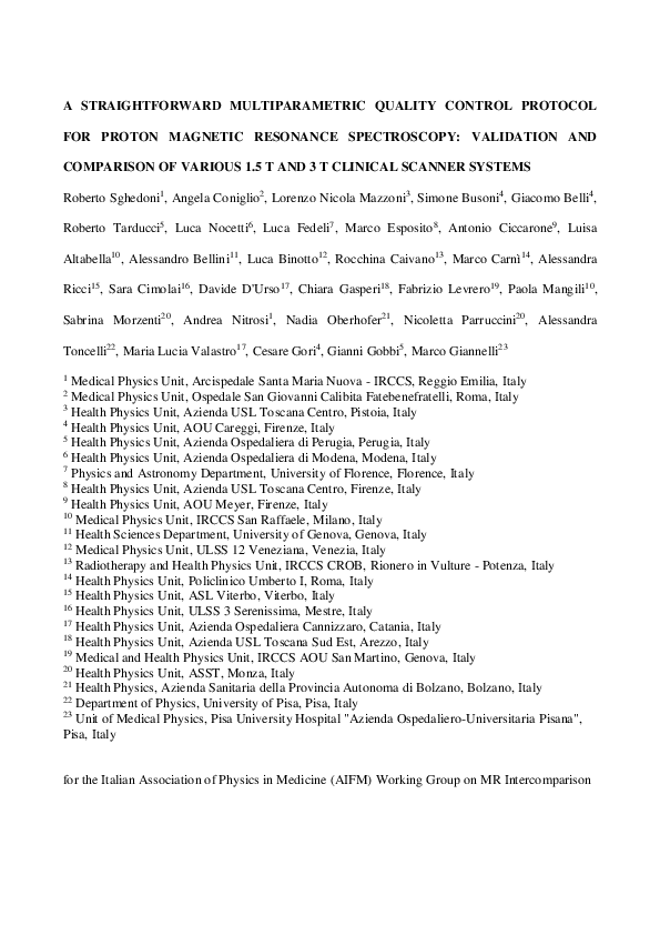 (PDF) A straightforward multiparametric quality control protocol for proton magnetic resonance ...