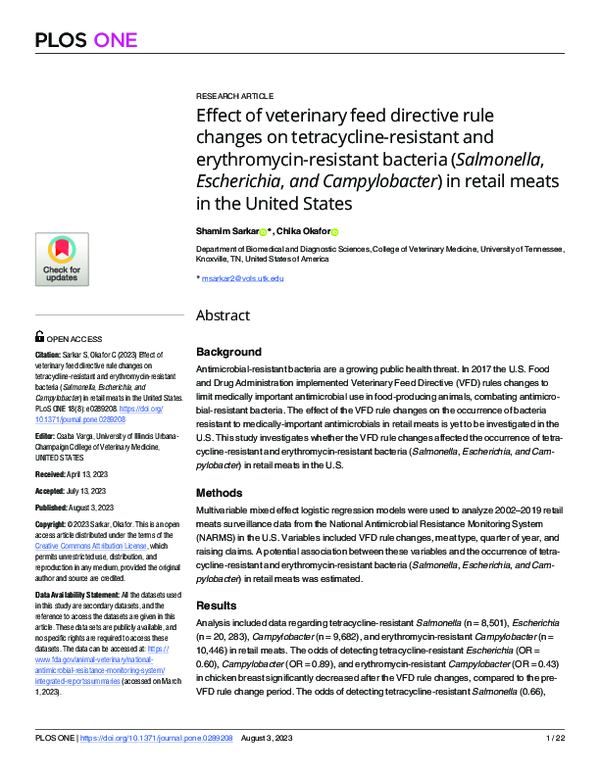 (PDF) Effect of veterinary feed directive rule changes on tetracycline ...