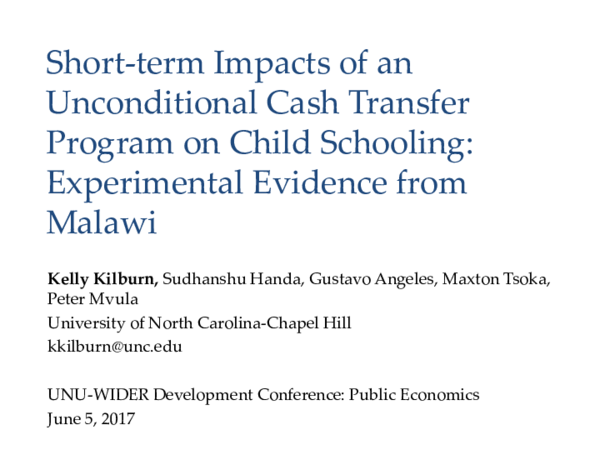 (PDF) Short-term impacts of an unconditional cash transfer program on ...
