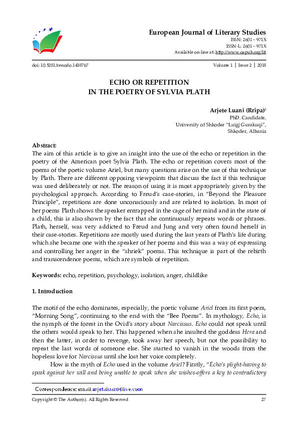 (PDF) The poetry of Sylvia Plath