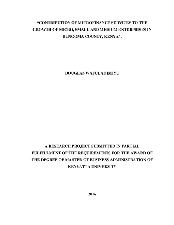 (PDF) “Contribution of Microfinance Services to the Growth of Micro, Small and Medium ...