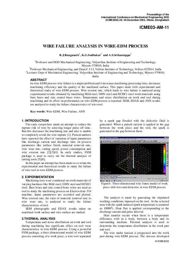 (PDF) Wire Failure Analysis in Wire-Edm Process