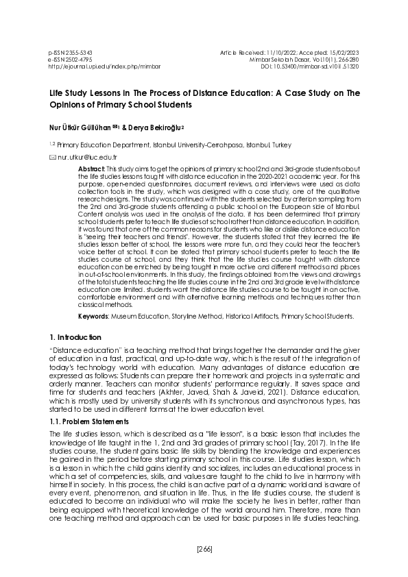 (PDF) Life Study Lessons in The Process of Distance Education: A Case ...