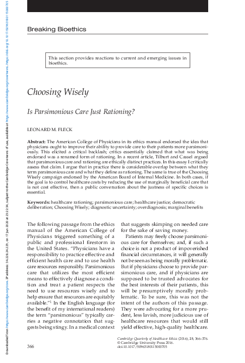 (PDF) Choosing Wisely