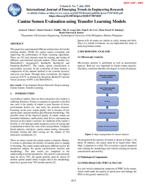 (PDF) Canine Semen Evaluation using Transfer Learning Models | Maria Victoria Padilla - Academia.edu