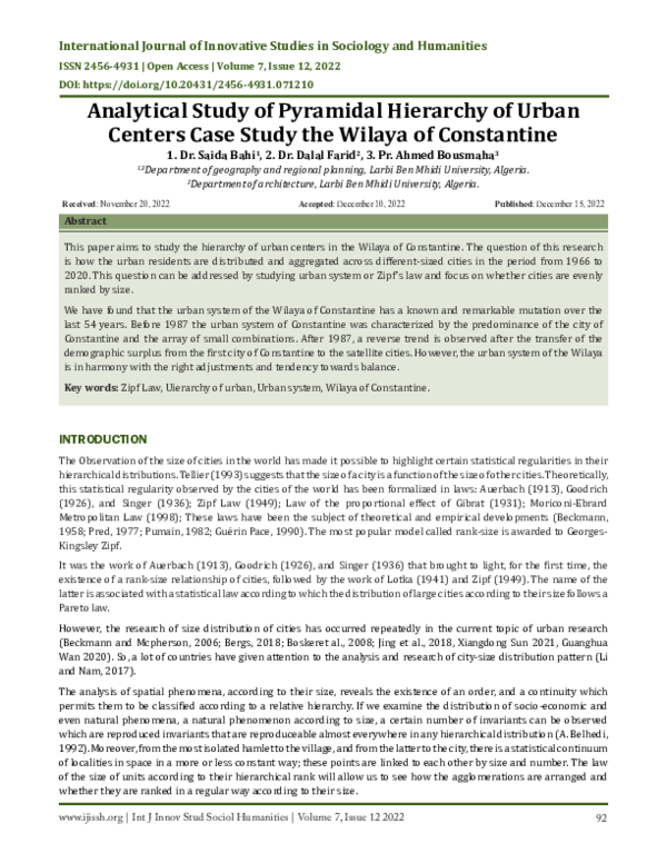 (PDF) Analytical Study of Pyramidal Hierarchy of Urban Centers Case ...