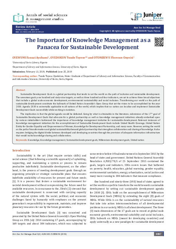 (PDF) The Important of Knowledge Management as a Panacea for ...