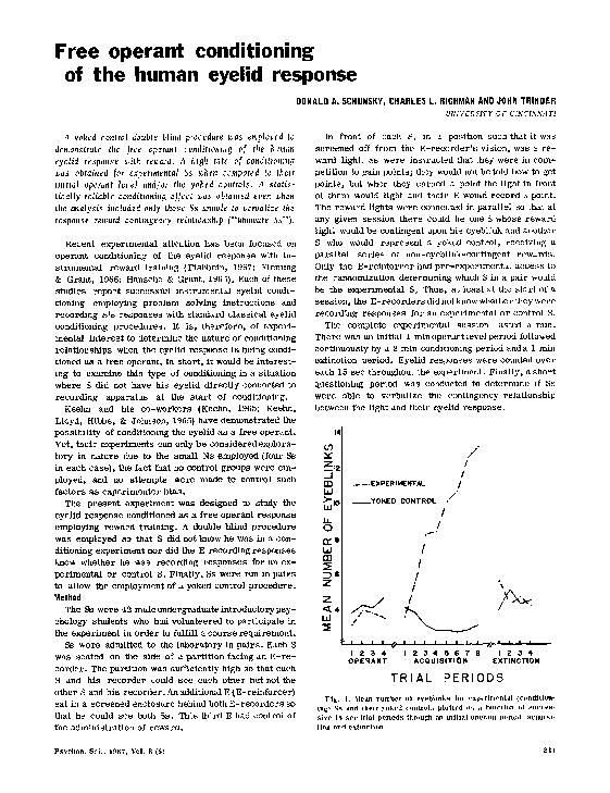 (PDF) Free operant conditioning of the human eyelid response
