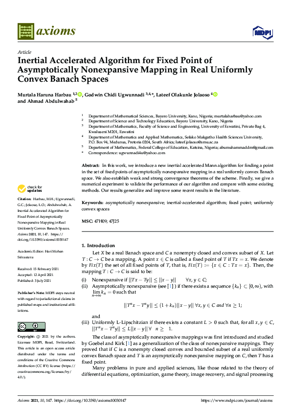 (PDF) Inertial Accelerated Algorithm for Fixed Point of Asymptotically Nonexpansive Mapping in ...
