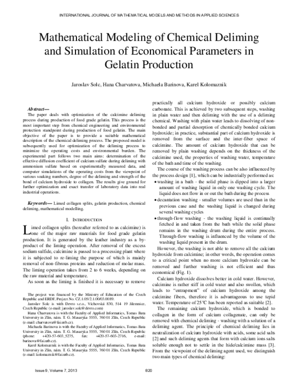 (PDF) Mathematical Modeling of Chemical Deliming and Simulation of ...