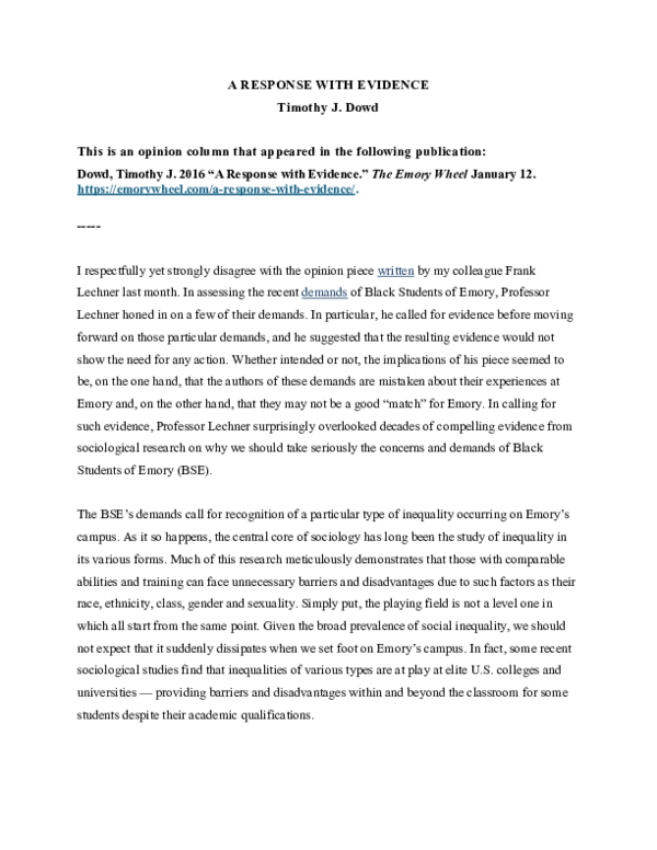 (PDF) Opinion: A Response with Evidence