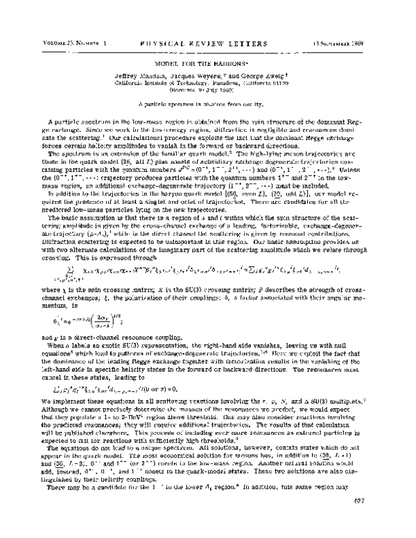 (PDF) Model for the Hadrons | George Zweig - Academia.edu