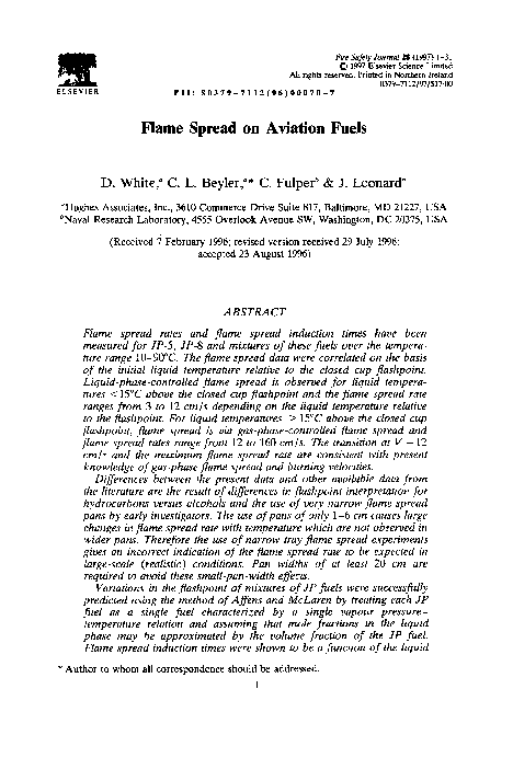 (PDF) Flame spread on aviation fuels
