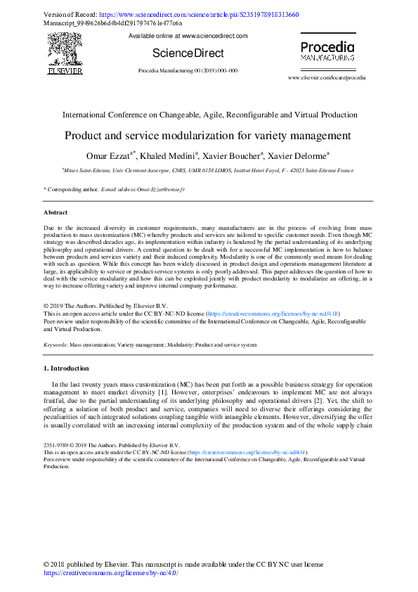 (PDF) Modularization Strategies for Customization