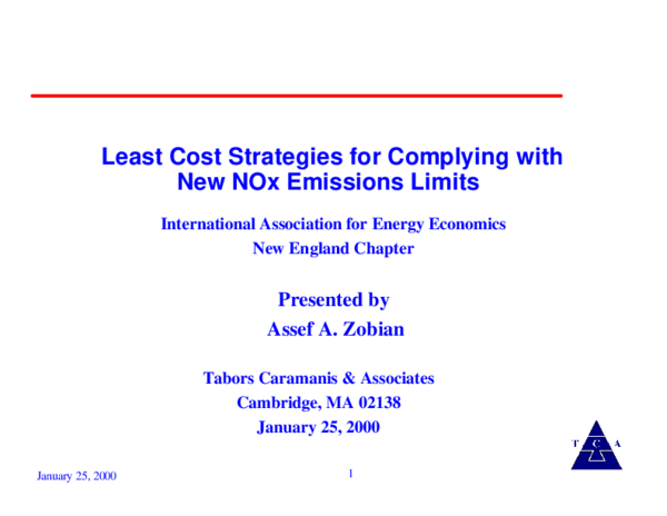 (PDF) Least Cost Strategies for Complying with New NOx Emissions Limits