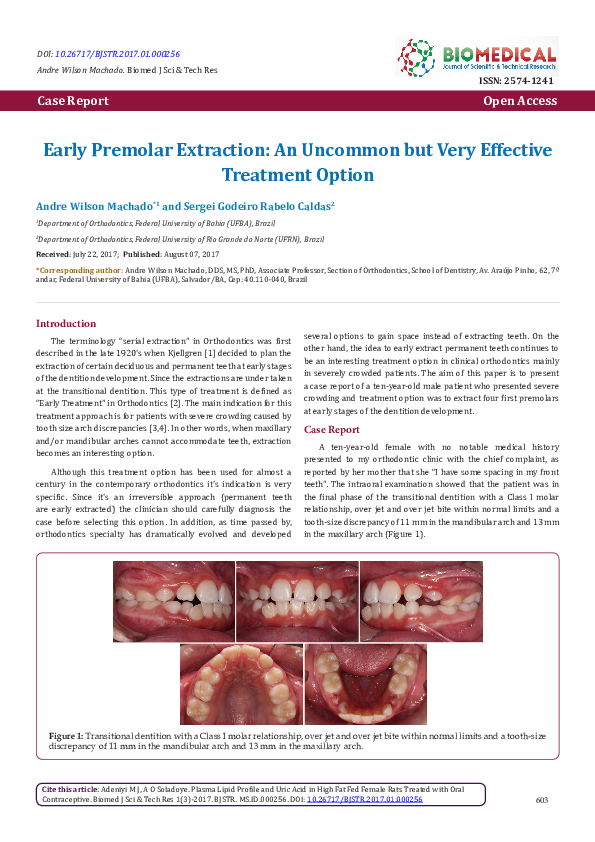 (PDF) Early Premolar Extraction: An Uncommon but Very Effective ...