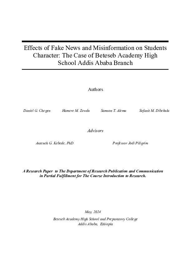 (PDF) Effects of Fake News and Misinformation on Students Character ...